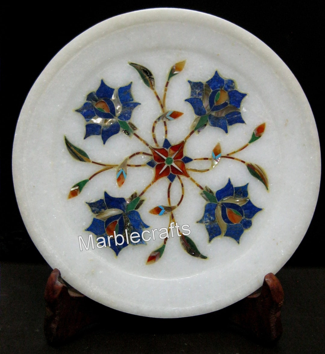 Round Marble Collectible Plate | 6 Inches Marble Decorative Plate ...