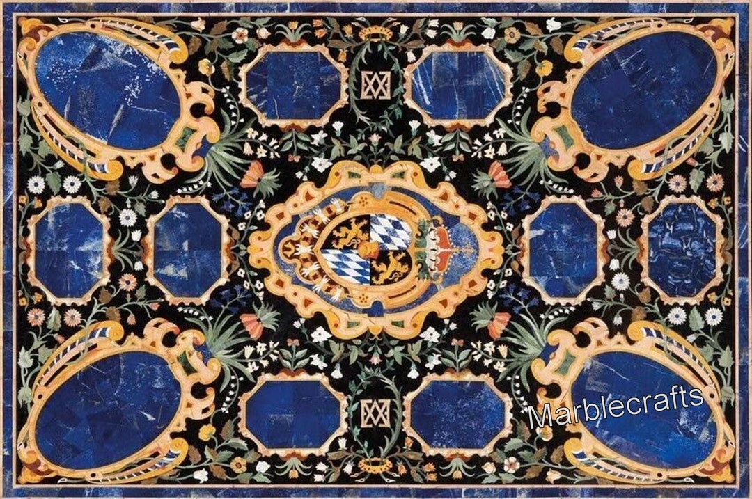 Rectangle Marble Dining Table Top With Adorable Look Lapis Lazuli Stone ...