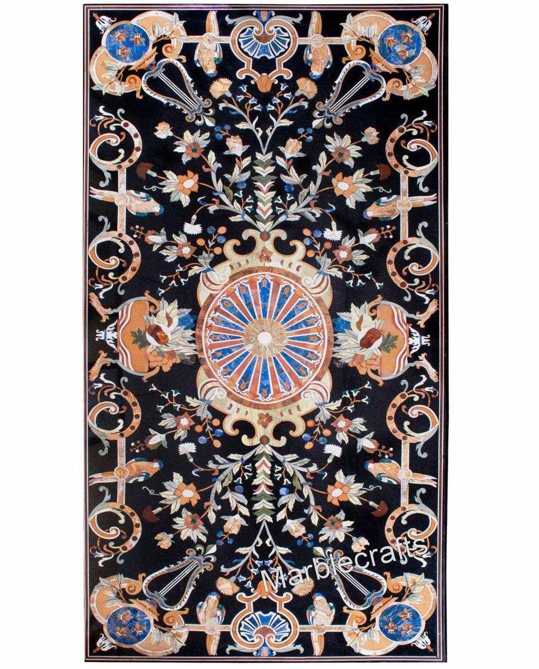 Black Marble Rectangle Shape Patio Center Table for Garden and - Etsy