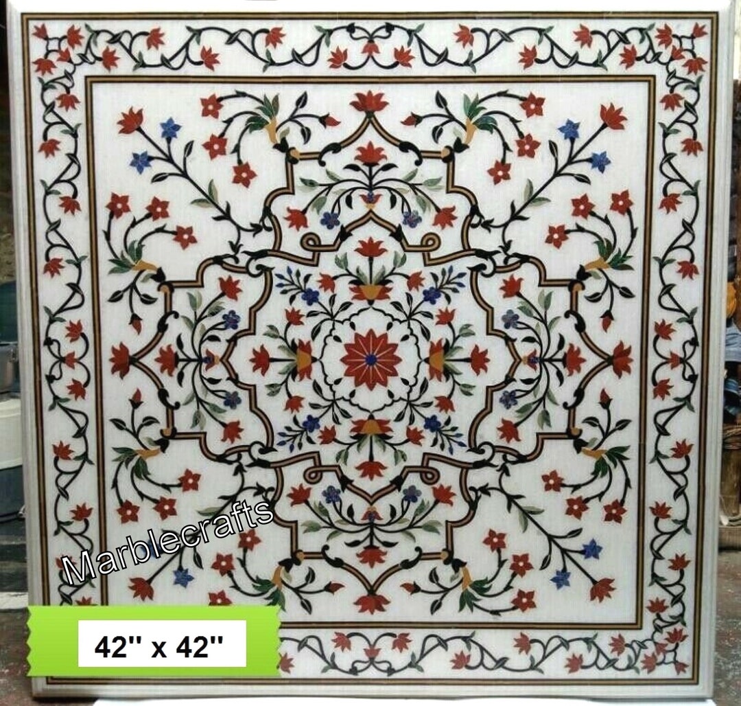 White Marble Square Shape Dining Table Top With Royal Look - Etsy