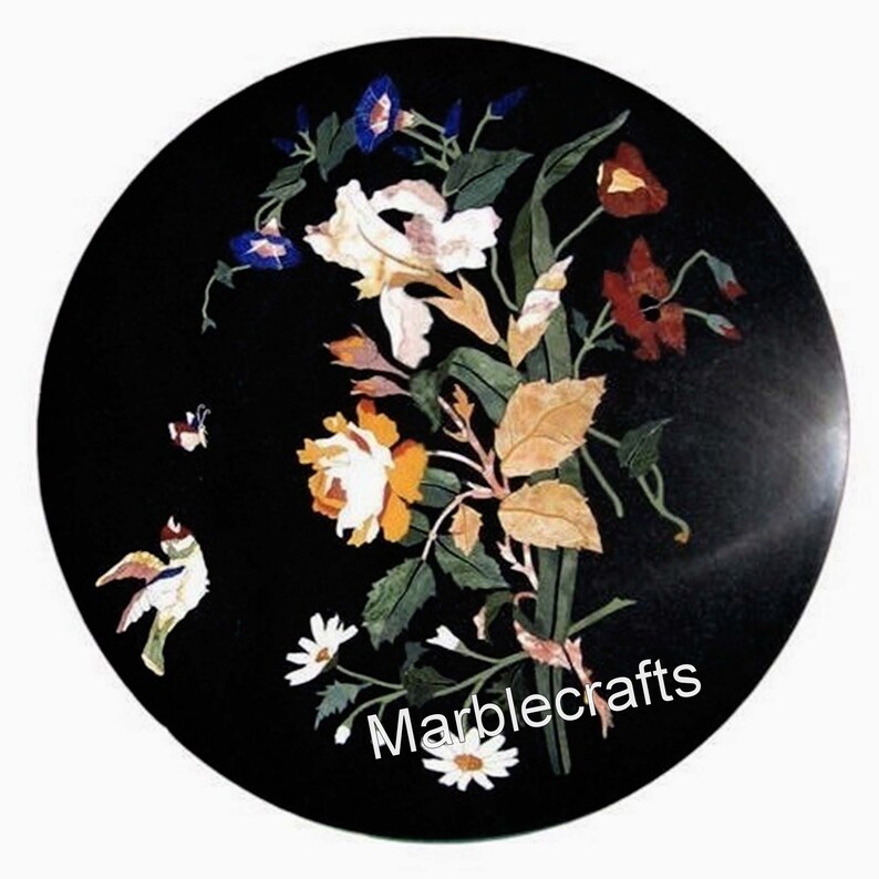 Marble Coffee Table Top With Floral Art Inlay | Handmade Marble Sofa ...