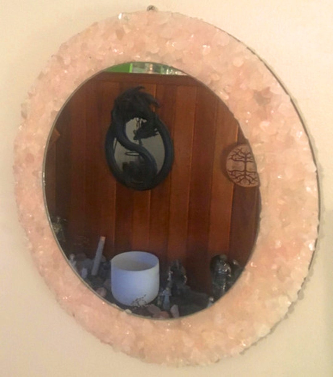 Rose Quartz Mirror / Classy Look Wall Hanging Mirror / Rose Quartz Wall ...
