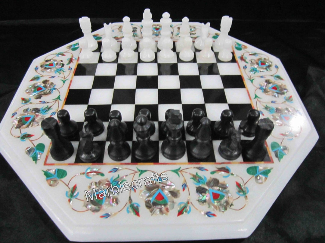 Marble Chess Table Top / White Coffee Table Top / Marble Game Table Top ...