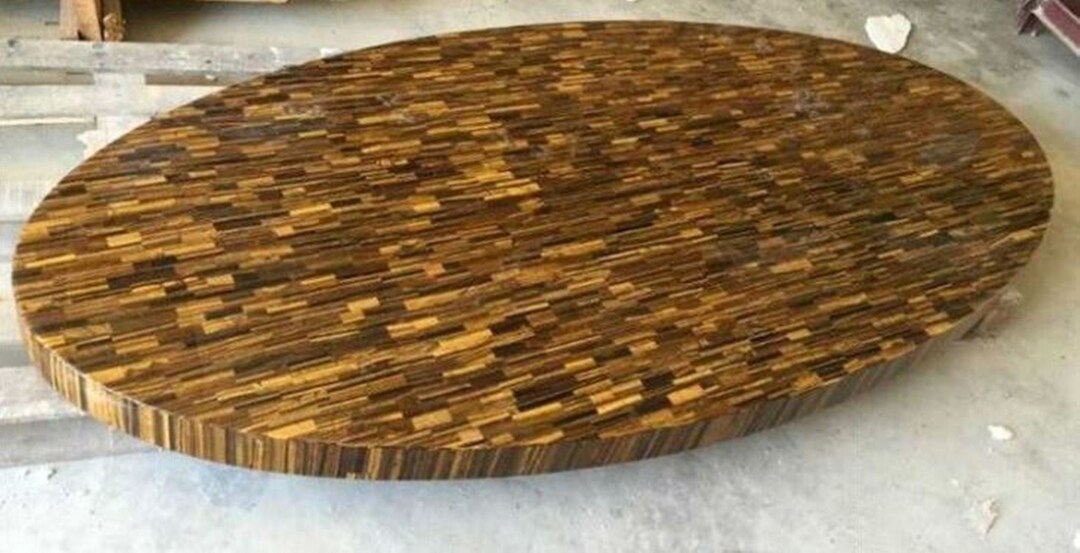 Oval Shape Patio Coffee Table Top for Garden Area Decor Tiger Eye Stone ...