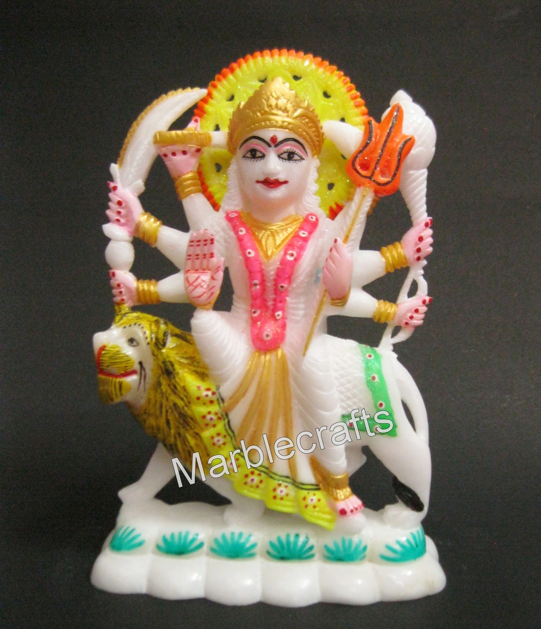 Hand Carving Goddess Durga Maa Statue 9.5 Inches Marble Maa Vaishno ...