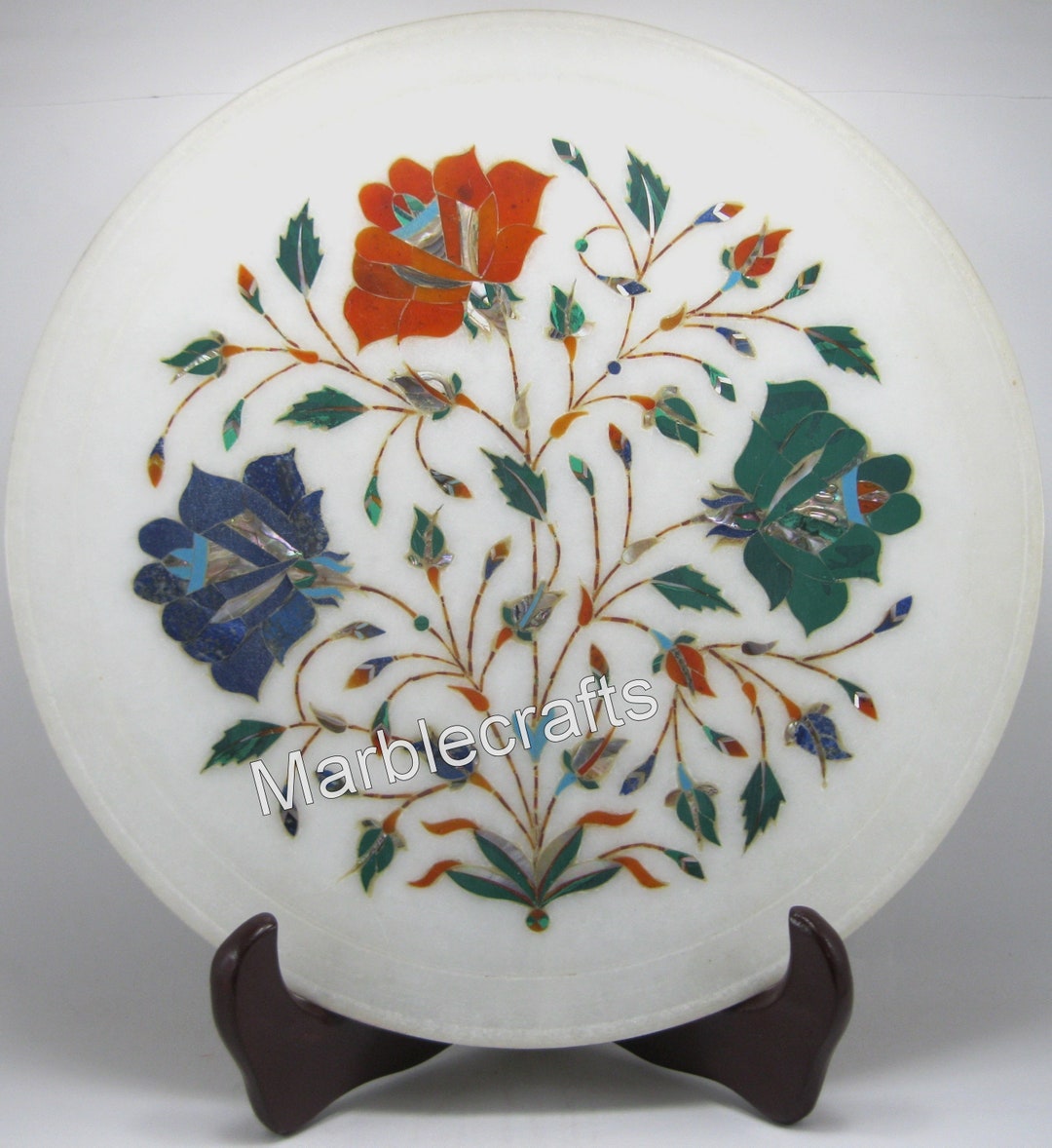 Vintage Marble Plate for Gift | Handmade Decorative Plate | 12" Round ...