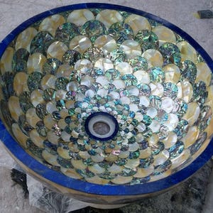 Gemstone Sink / Abalone Shell Handmade Sink / Abalone Shell Powder Room ...