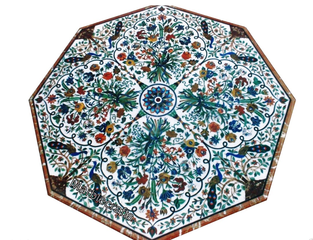 Boho Marble Patio Table | Nature Art Dining Table Top With Fabulous ...