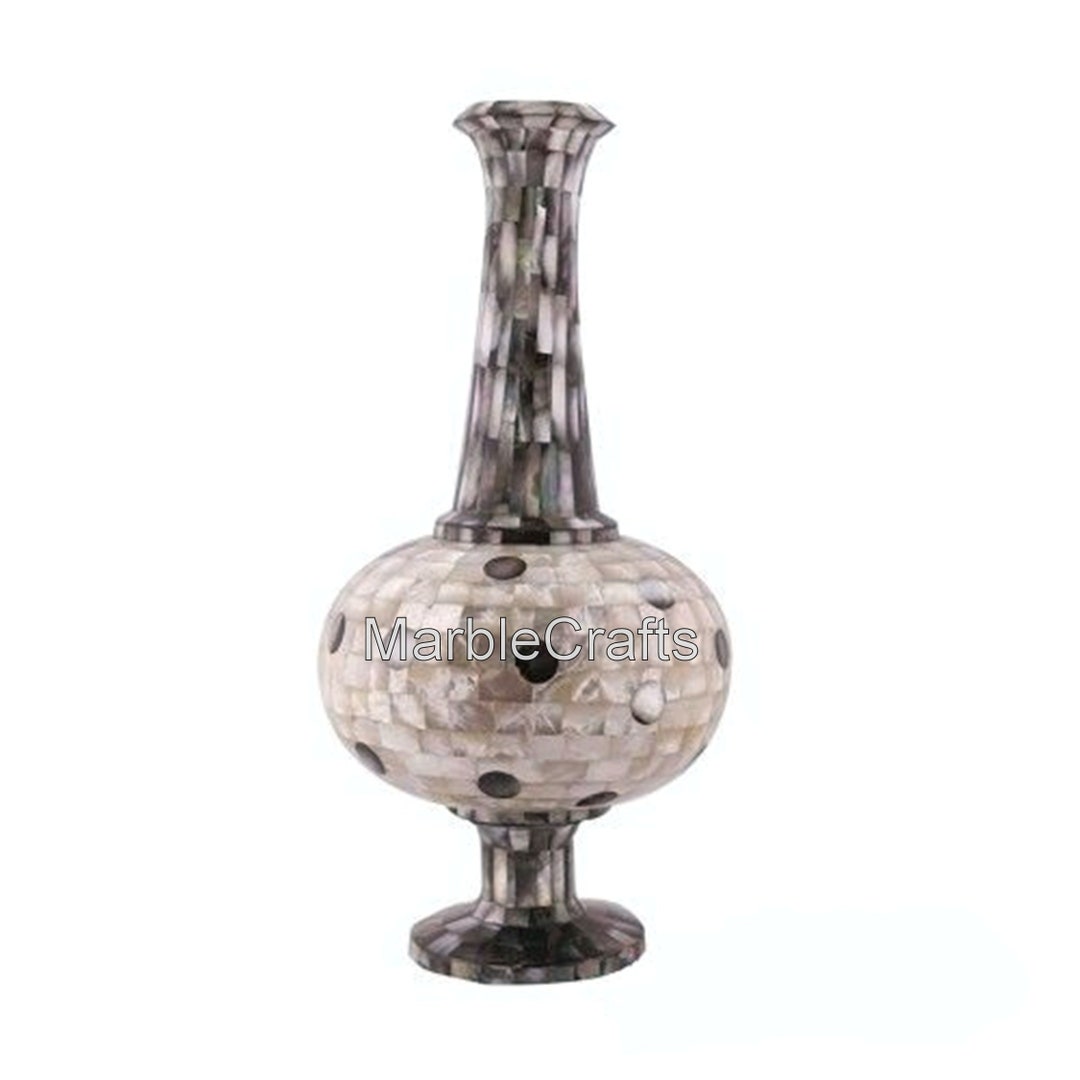 Flower Pot Overlaid With Mother of Pearl Marble Flower Vase for ...