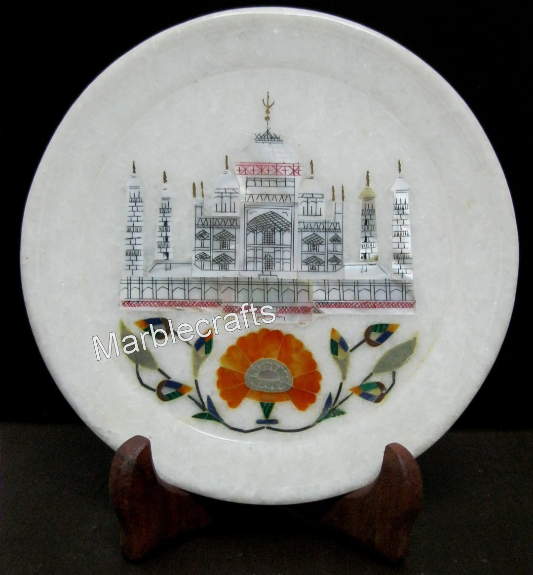 Taj Mahal Marble Plate: Gemstone Inlay Decorative Plate, 6 Inch - Etsy