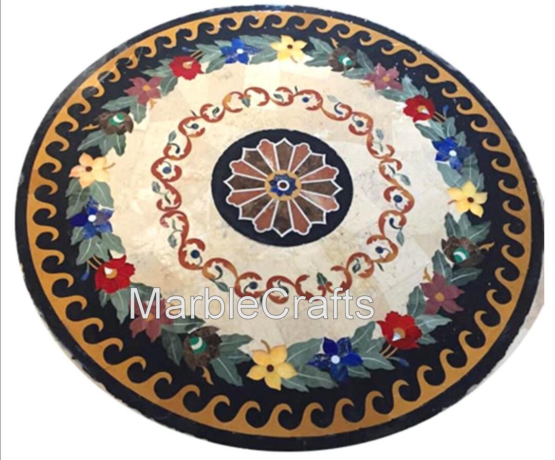 Vintage Marble Restaurant Table Top | Round Marble Dining Table Top ...