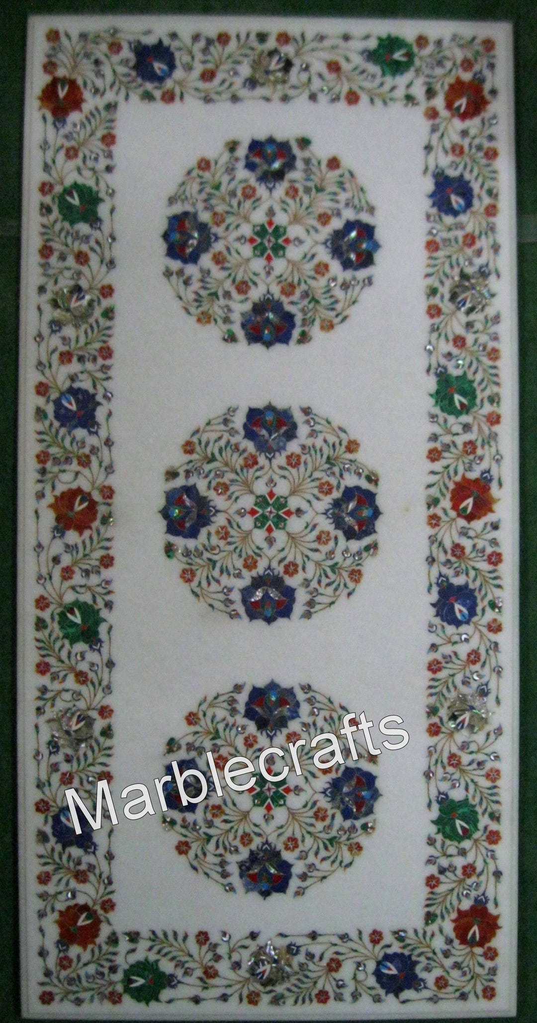 24 X 48 Inches Marble Dining Table Top , Gemstone Inlay Living Room ...