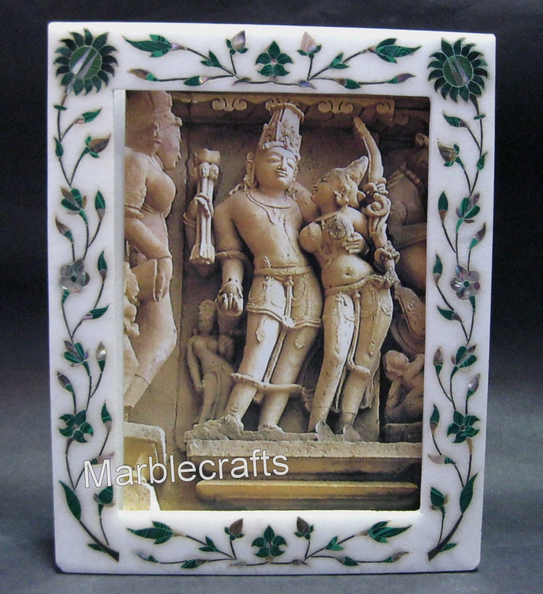10 X 8 Inches Malachite Stone Photo Frame With Inlay Work Rectangle ...