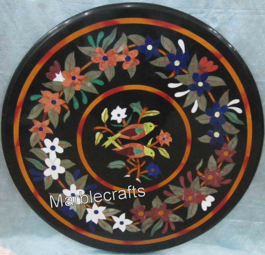 24 X 24 Inches Black Marble Round Shape Center Table for Hotel - Etsy