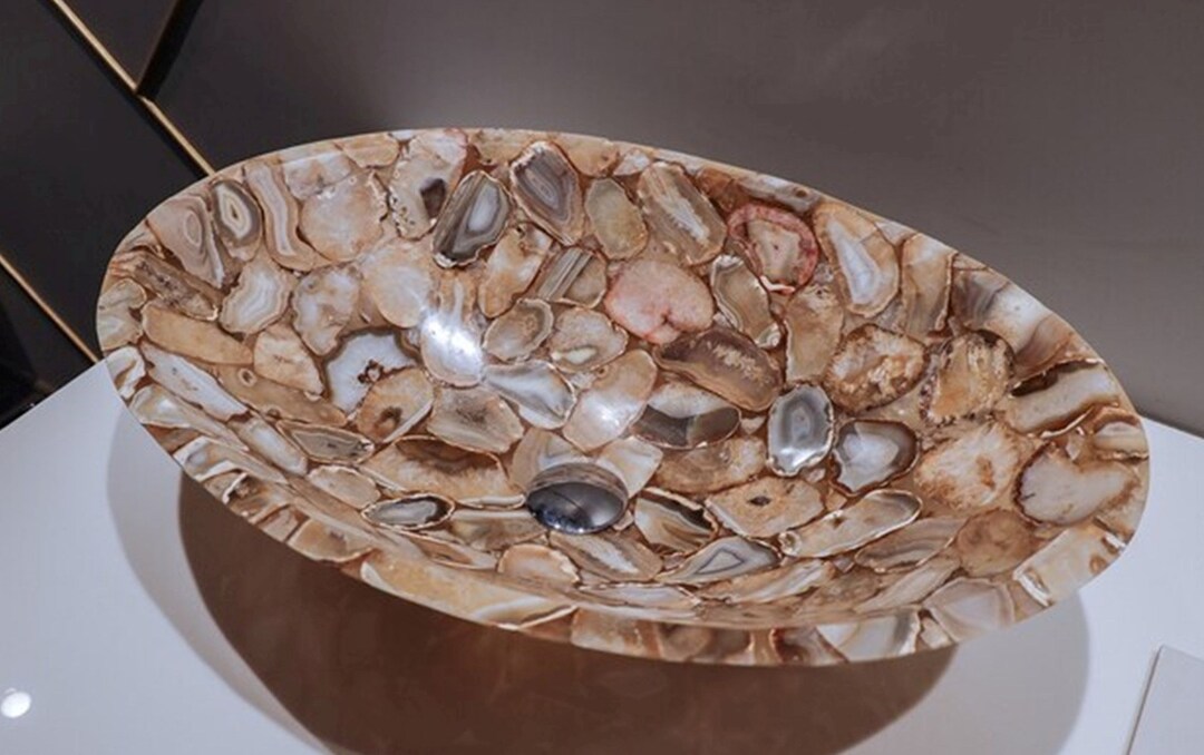 Natural Agate Kitchen Sink | Epoxy Agate Elegant Wash Basin | Agate ...