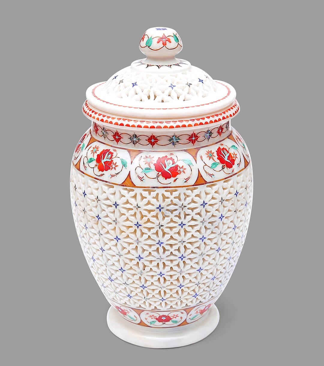 Hand Carving Work Flower Pot With Royal Look White Marble Decorative ...