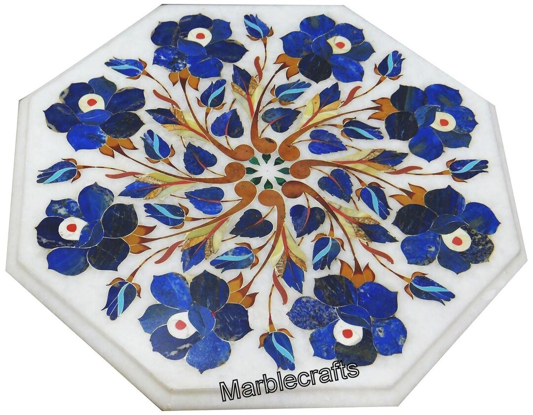 Octagon Marble Coffee Table Top With Royal Look Semi Precious Stone ...