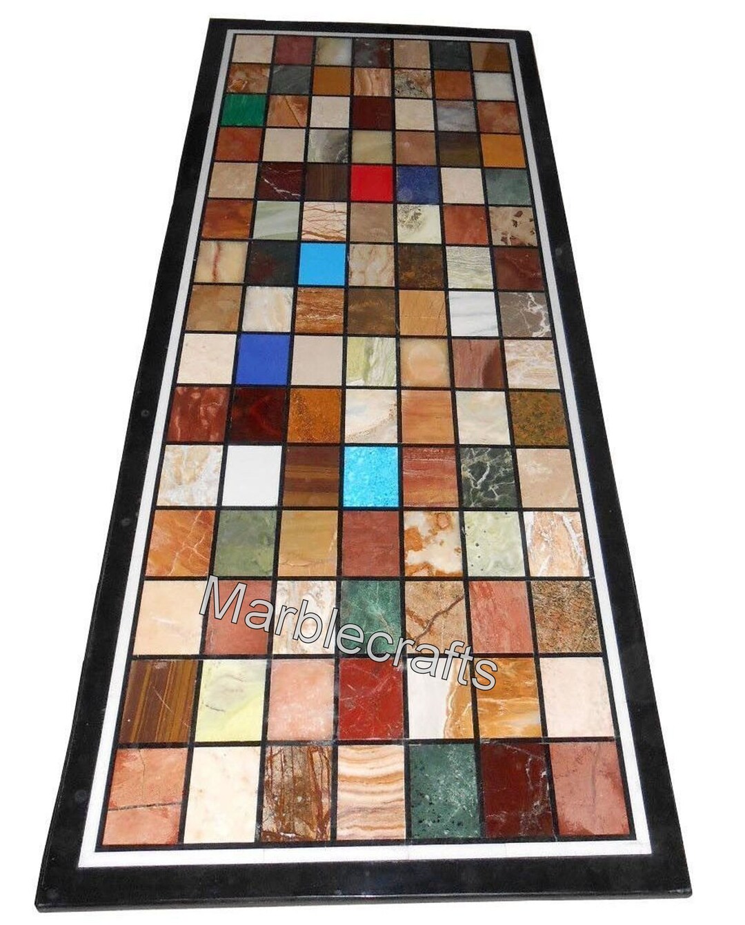 Reception Table Top Inlaid With Multicolor Gemstone Rectangle - Etsy