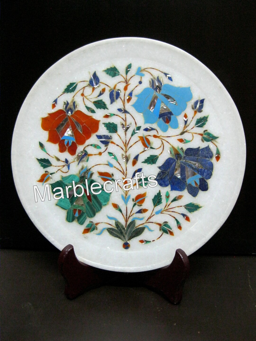 Marble Decorative Plate , Gemstone Collectible Plate 10 Inches , Marble ...