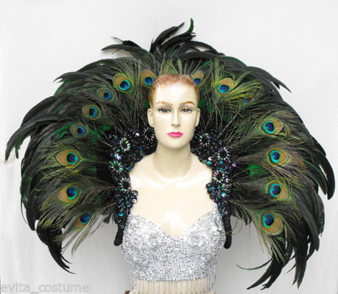 Da Neena MUL Showgirl Drag Peacock Backpiece Headdress - Etsy