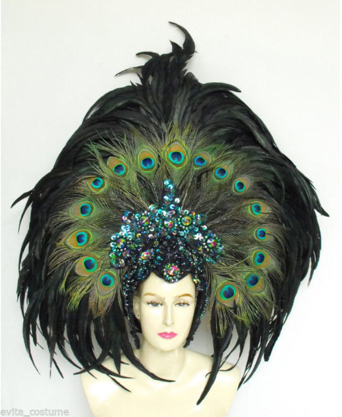 Da Neena MUL Showgirl Drag Peacock Backpiece Headdress - Etsy