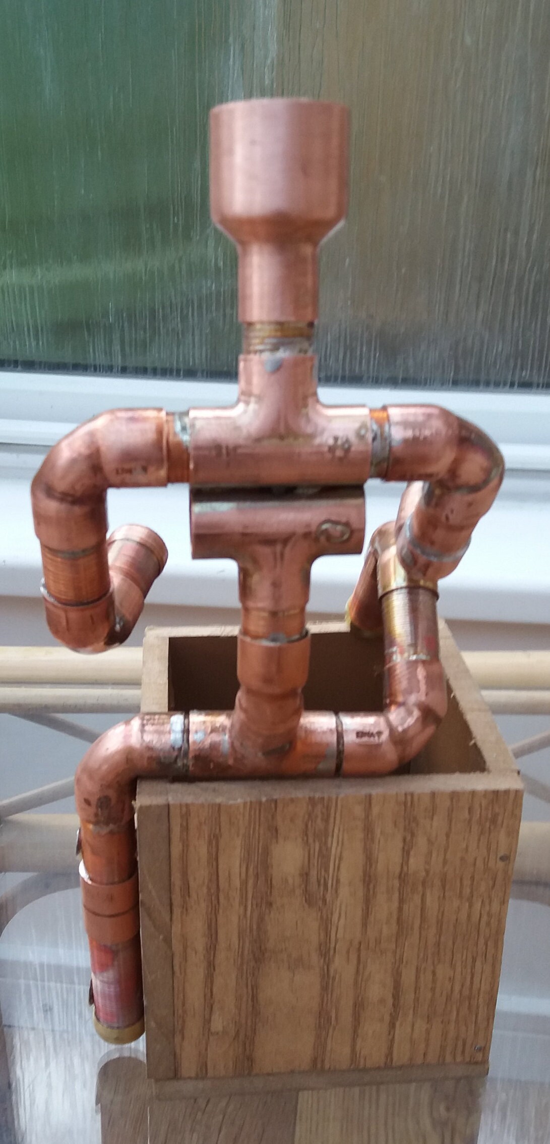 Handmade Unique Copper Robot on a Box, Android, Pencil Container, Gift ...