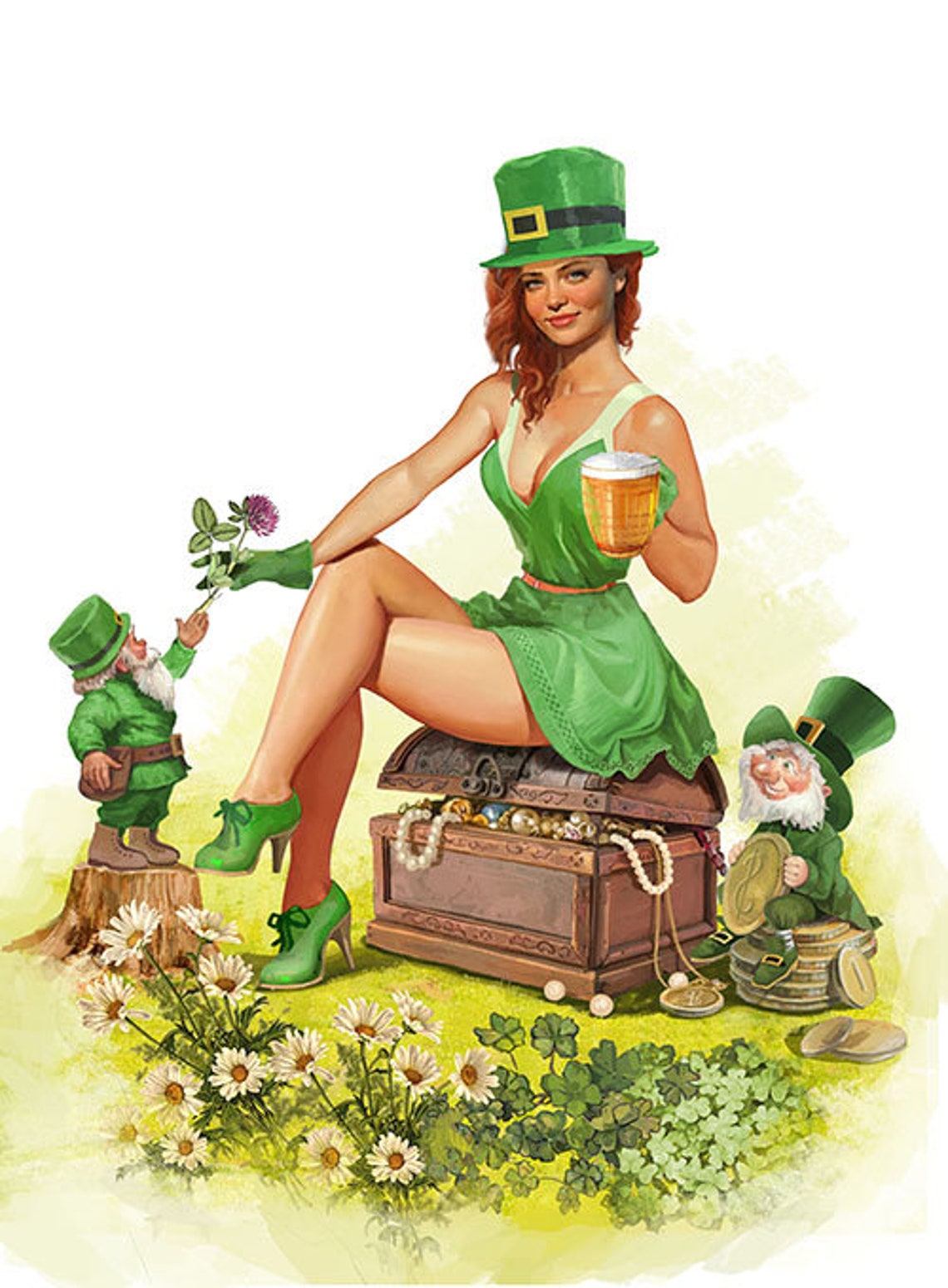Personalized Portrait St Patricks Day T Pin Up Style Etsy