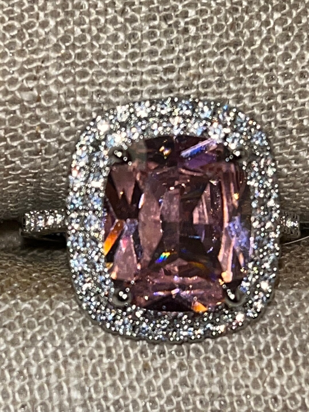 Large Pink Cushion Cut Diamond With a Double Diamond Halo - Etsy