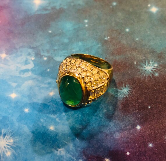 Emerald Unisex Anniversary Ring. Marbled-Vein Faux Emerald | Etsy