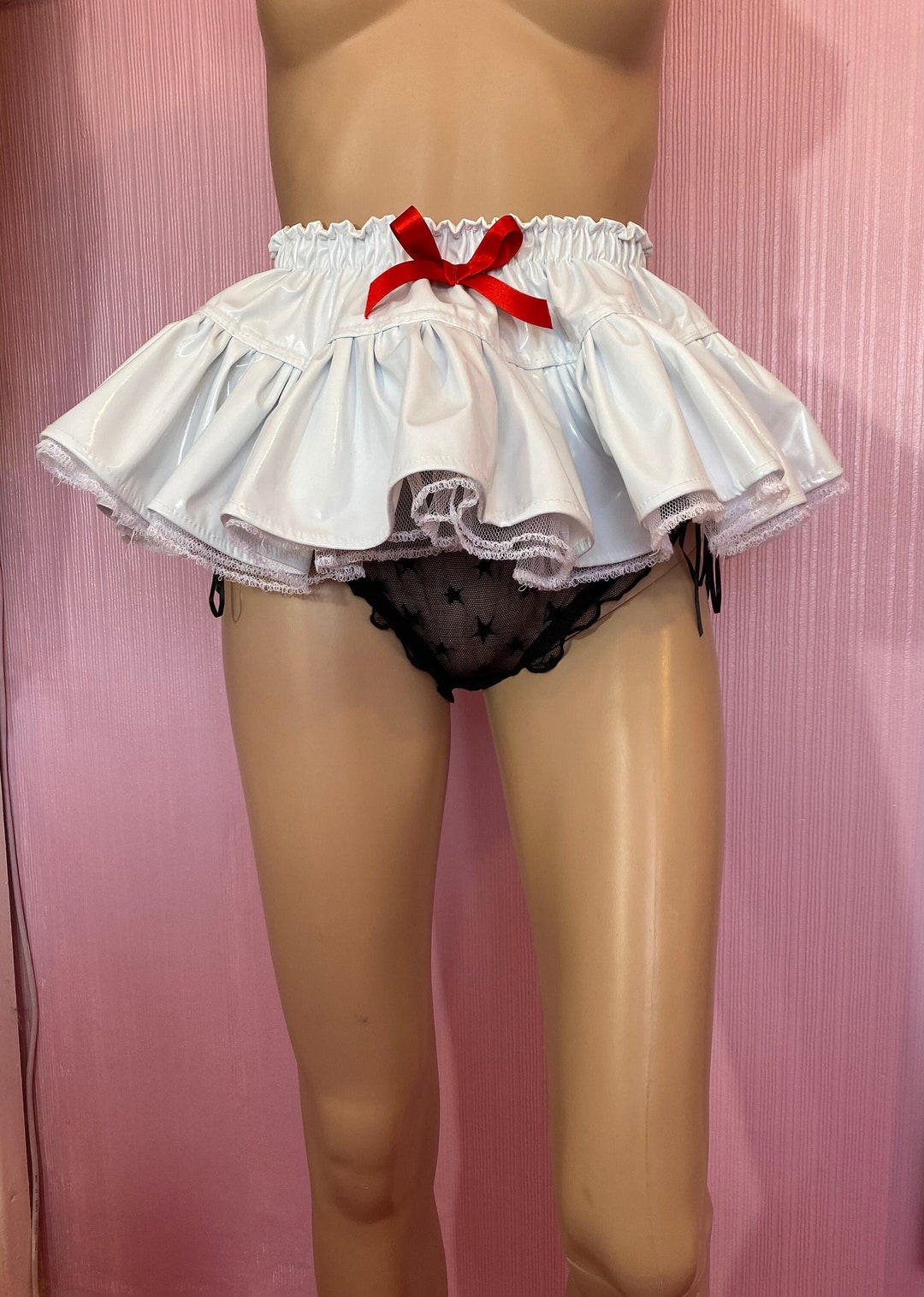 Micro Mini Pvc Rara Skirt With Net Layer Etsy