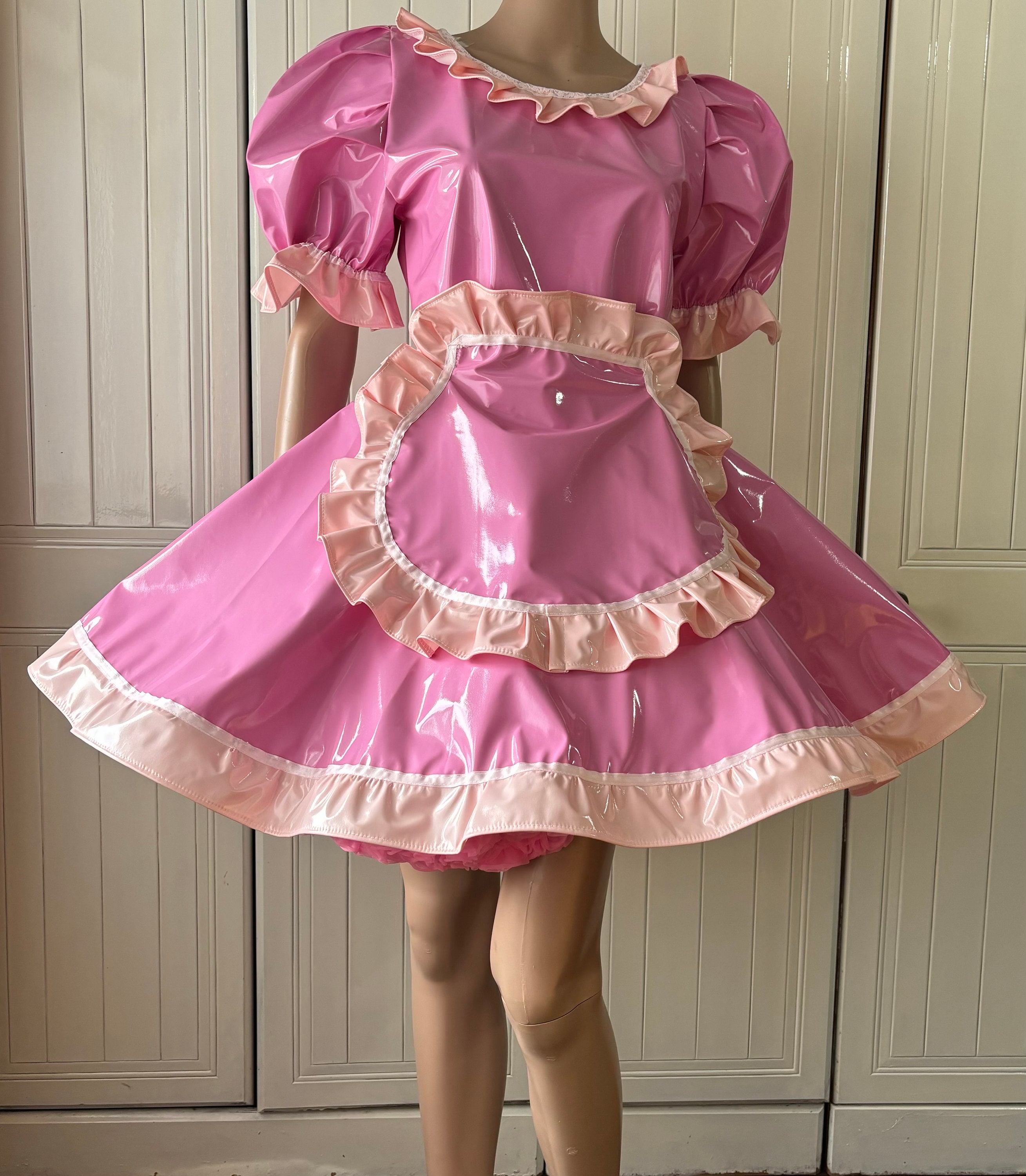 Pvc Maids Dress With Colour Trim Fancy Dress Sissy Lolita Cosplay - Etsy