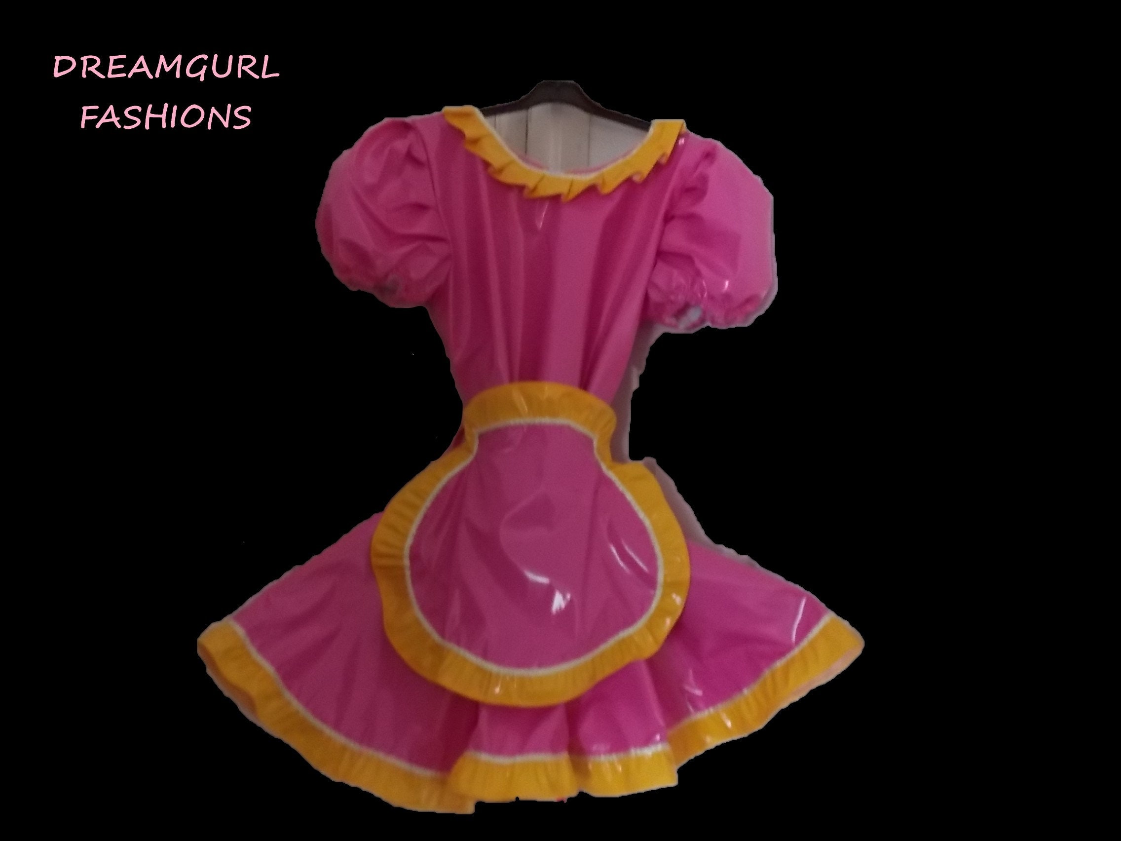 Pvc Maids Dress With Colour Trim Fancy Dress Sissy Lolita Cosplay - Etsy