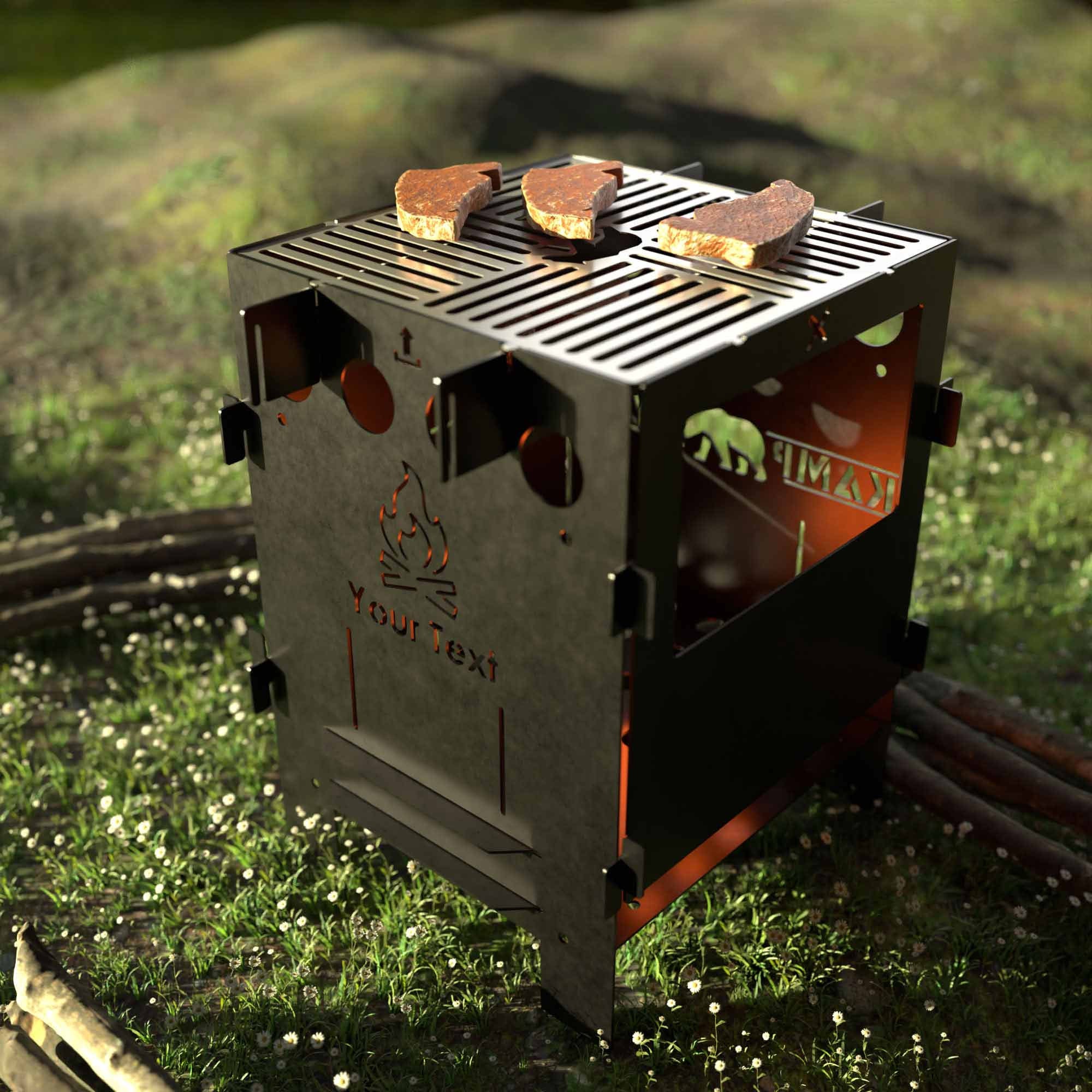 Folding Fire Pit, Portable Blaze Box, Metal Collapsible Firebox With ...