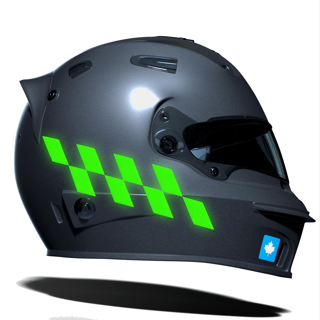 Fluorescent Green Checkered Helmet Motorcycle Sticker Set Cinarextreme ...