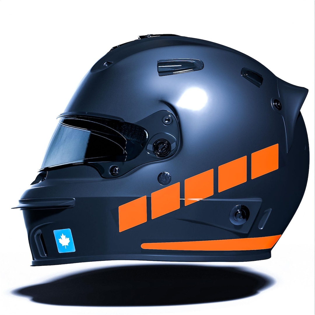 Stripe Design Fluorescent Orange Motocycle Helmet Sticker Cinarextreme ...