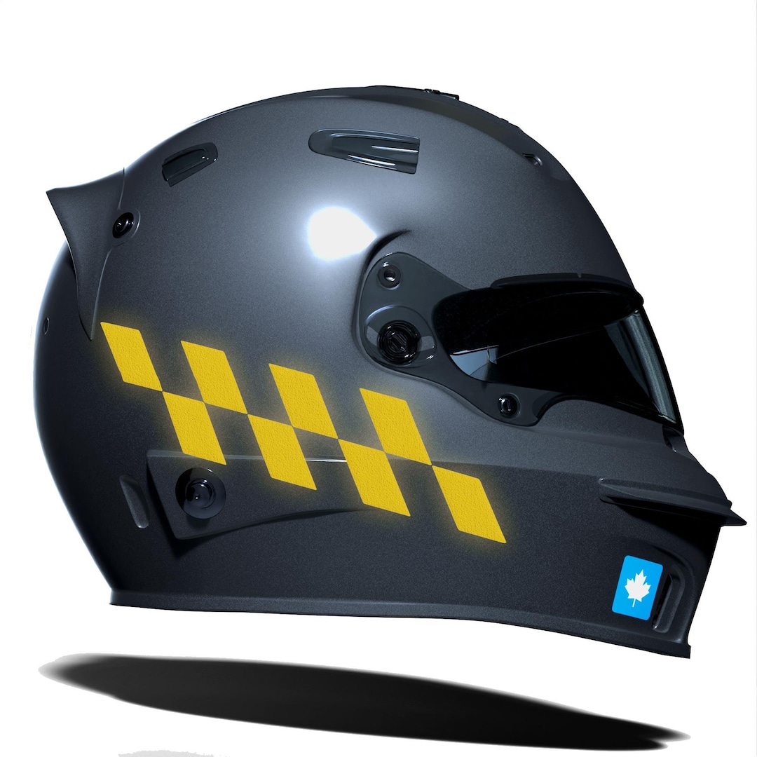 Reflective Yellow Checkered Helmet Motorcycle Sticker Set Cinarextreme ...