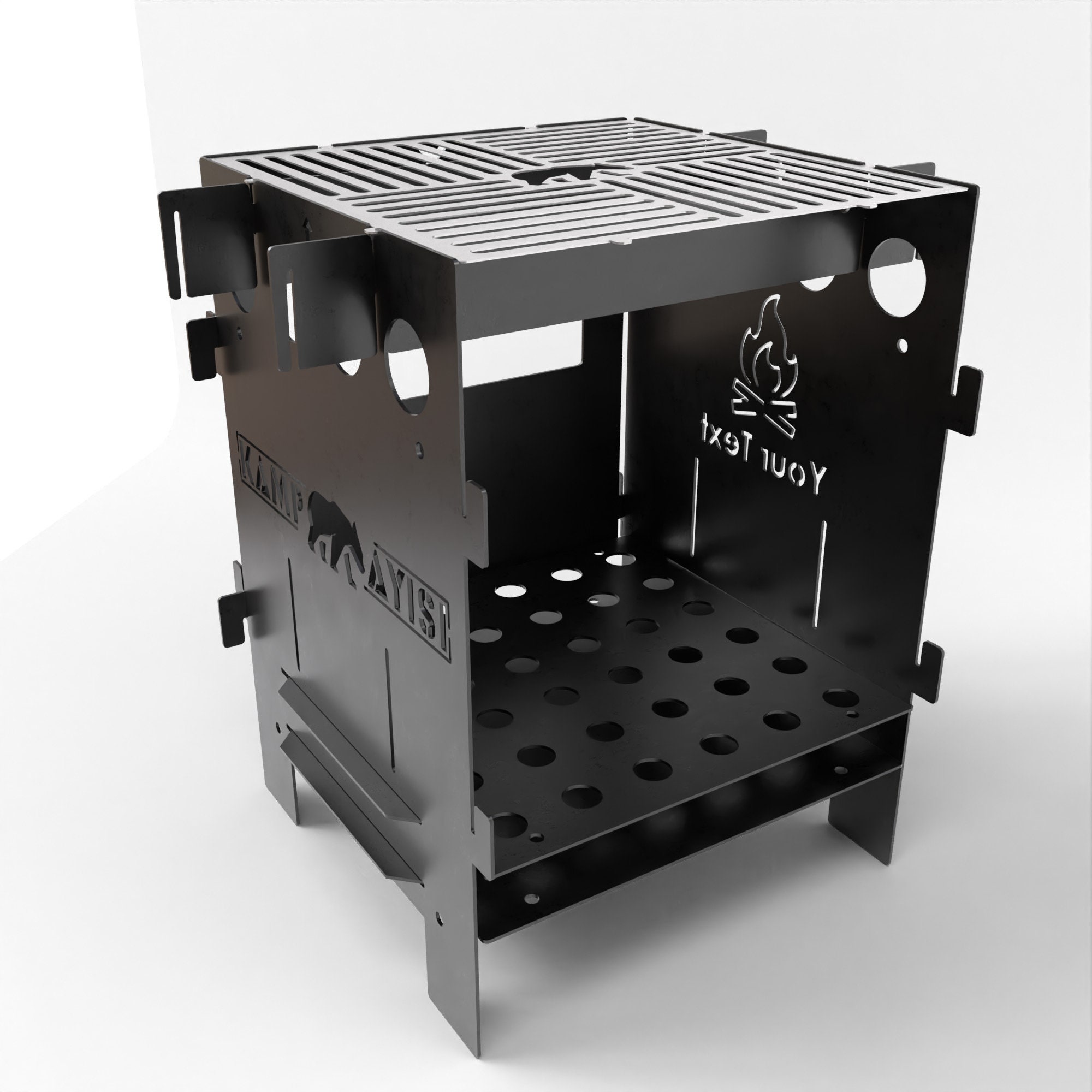 Folding Fire Pit, Portable Blaze Box, Metal Collapsible Firebox With ...