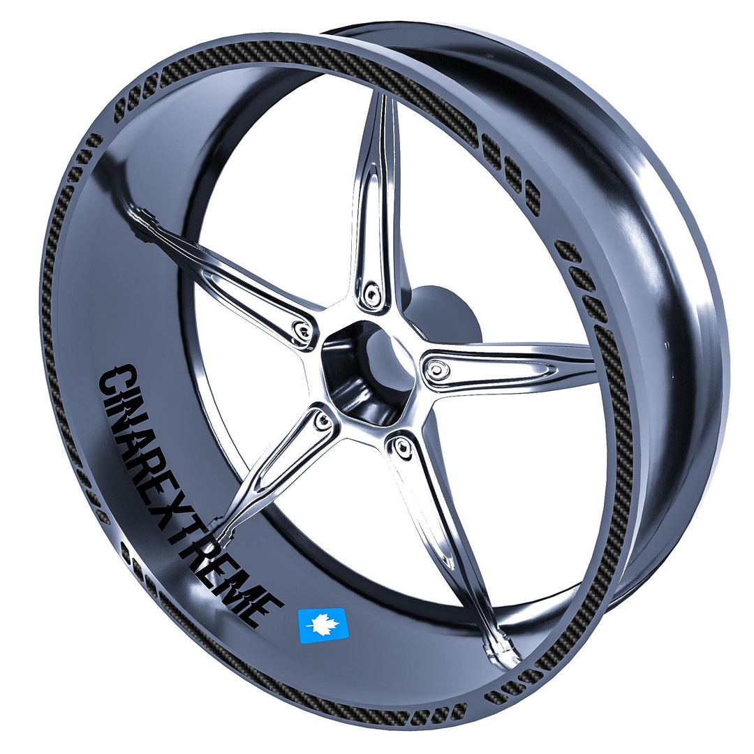 4 Piece Dashed Design Black Carbon Fiber Textured Rim Tape Wheel ...