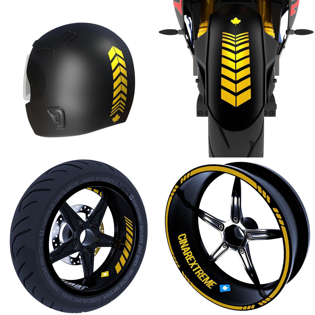 Moto Rider Set of 4 Stickers Gilded Gold Inner Outer Rim Strip Helmet ...