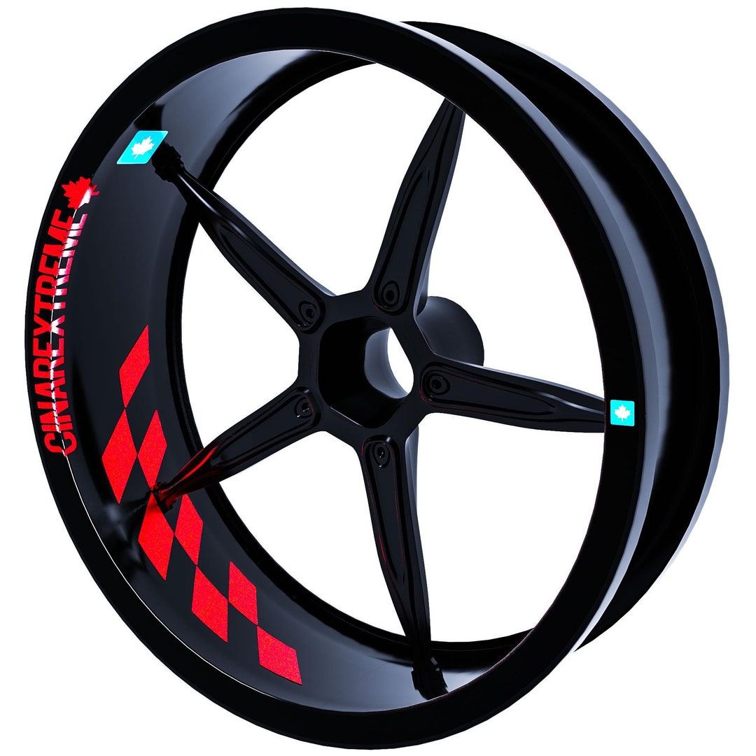 Gp Flag Checkered Design Reflective Red Inner Rim Tape Wheel Stripes ...
