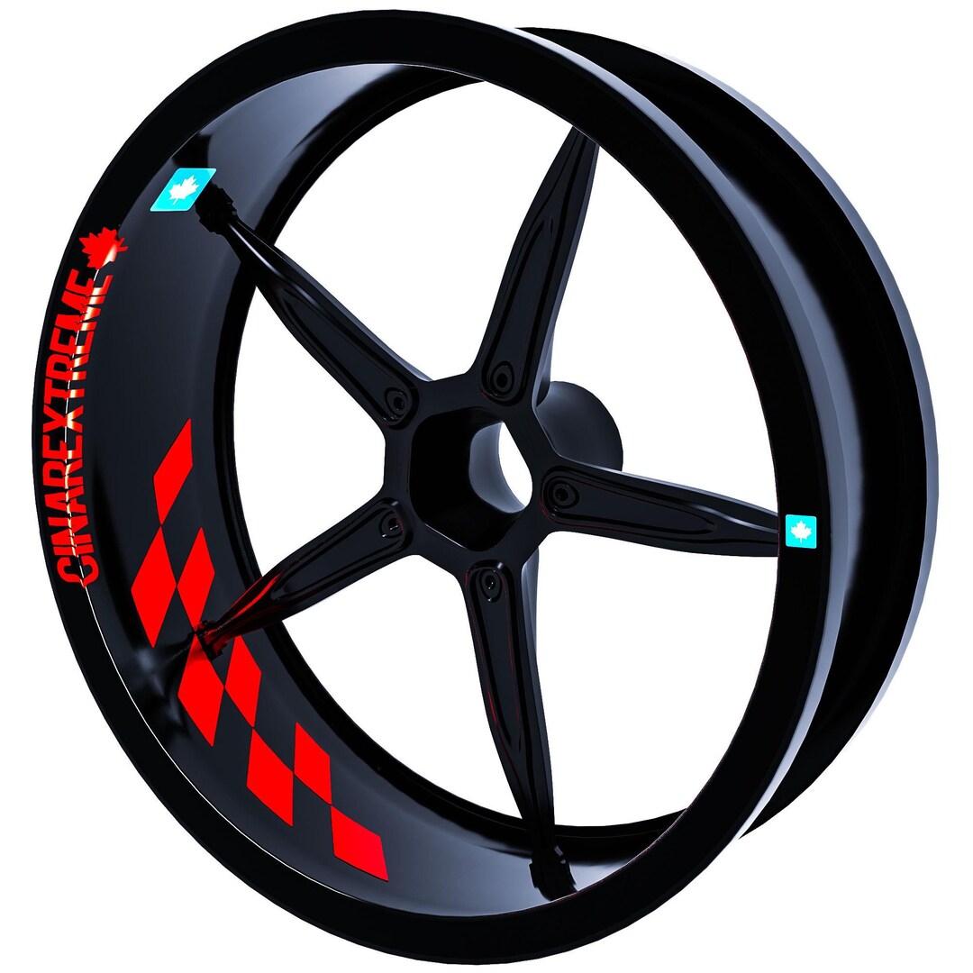 Gp Flag Checkered Design Flag Red Inner Rim Tape Wheel Stripes Decals ...