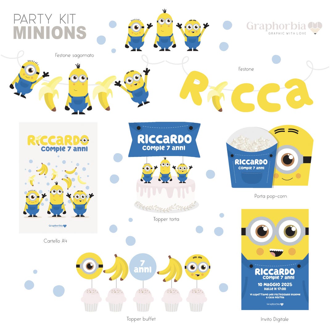 CUSTOM DIGITAL FILE (editable Digital File) Personalized Minions Party ...