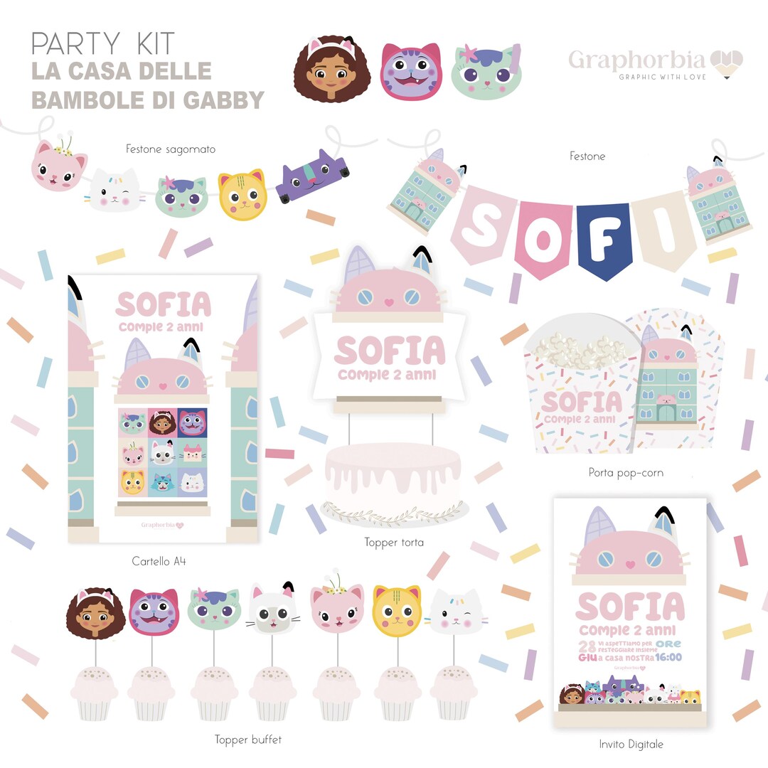 CUSTOM DIGITAL FILE (editable Digital File) Gabby's Dollhouse Party Kit ...