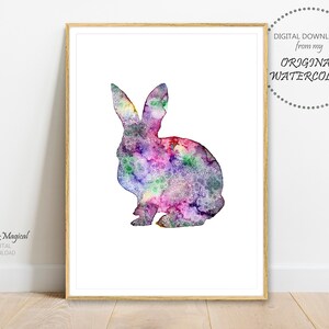 Bunny Rabbit Watercolor Print, Nursery Wall Art, Kids Decor, Bedroom ...