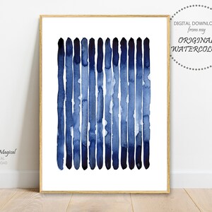 Abstract Blue Print Watercolor Wall Art Abstract Home Decor | Etsy