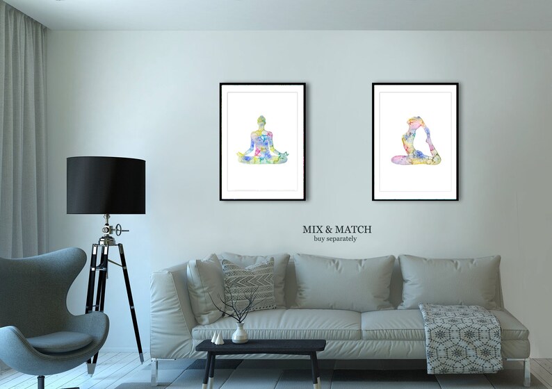 Yoga Pose Watercolor Printable Art, Large Poster, Instant Print, Yoga ...