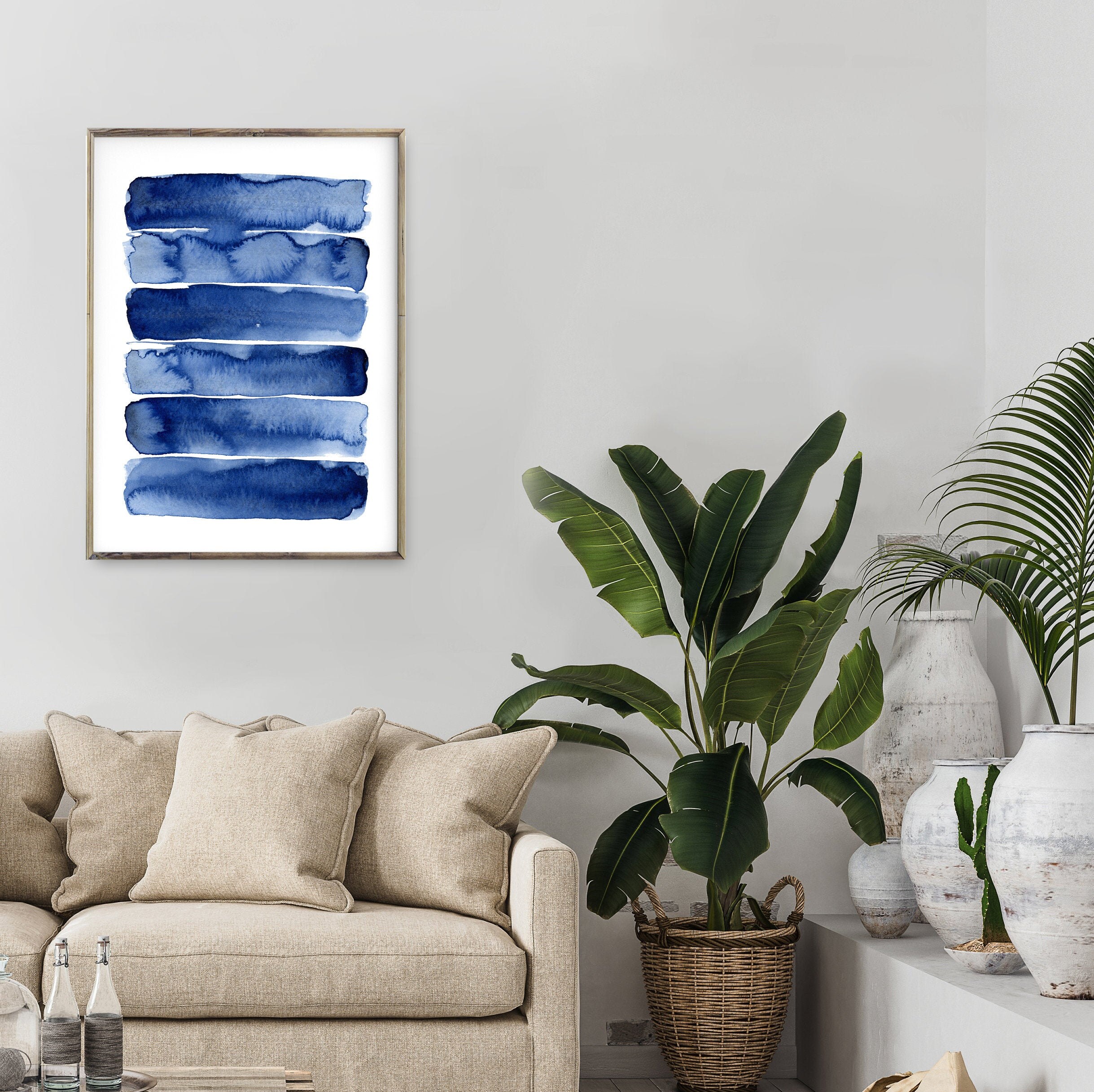 Abstract Print Watercolour Wall Art Indigo Printable Home | Etsy