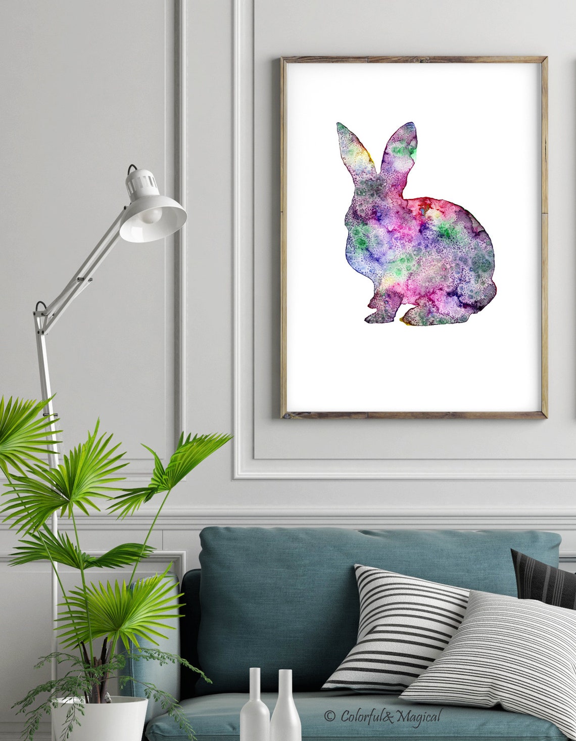 Bunny Rabbit Watercolor Print Nursery Wall Art Kids Decor - Etsy