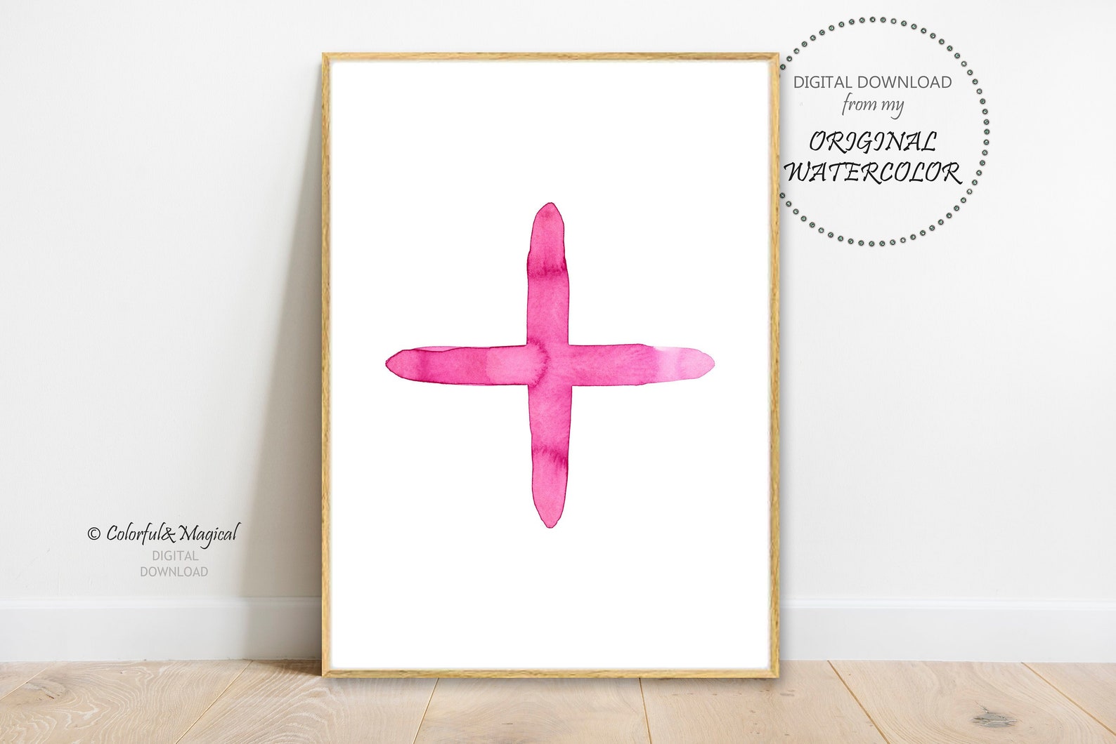 Cross Print, Plus Pink Sign, Nursery Decor, Pink Watercolor, Home Decor ...