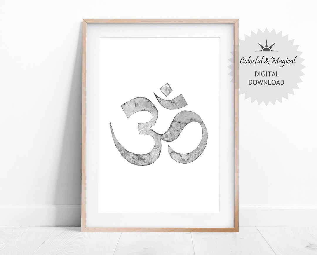 Ohm Black and White Symbol Print, Yoga Lifestyle, Aum Sound, Om ...
